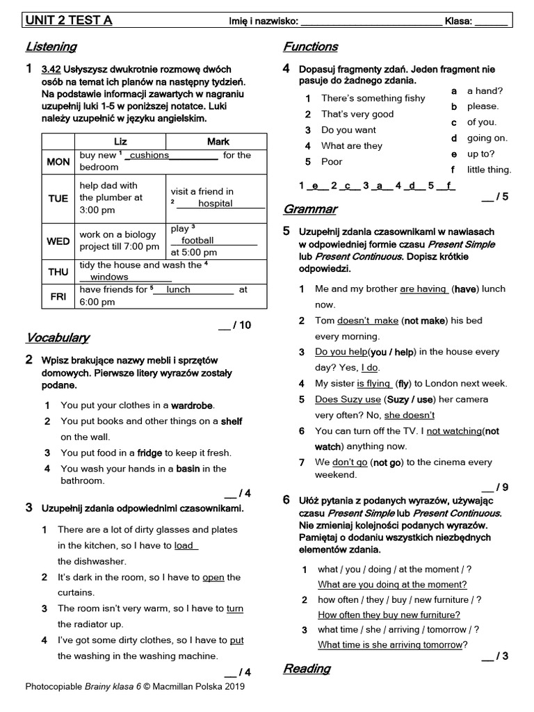 Brainy kl6 Unit Test 2 A | PDF