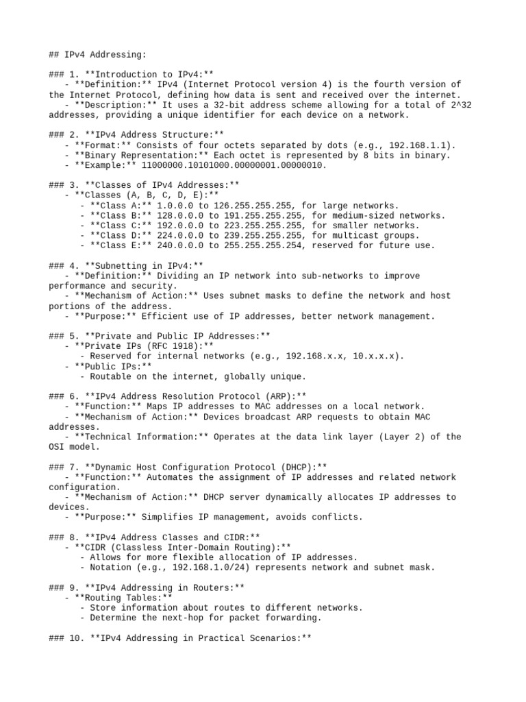 IPV4 Addressing | PDF | Ip Address | Computer Network