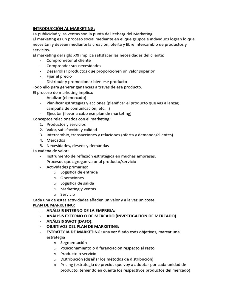 Introducción Al Marketing | PDF | Marketing | Producto (Negocio)