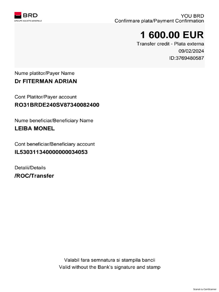 Confirmare Tranzactie 1707481794268-2 | PDF