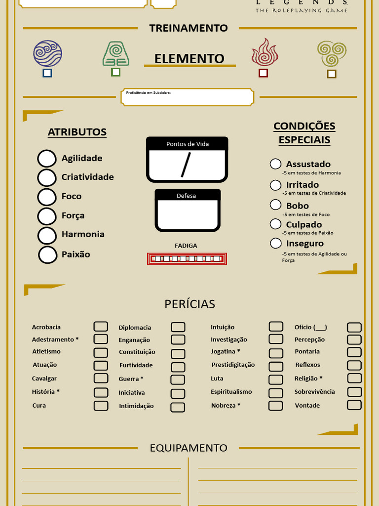 Ficha de Atributos para RPG | PDF