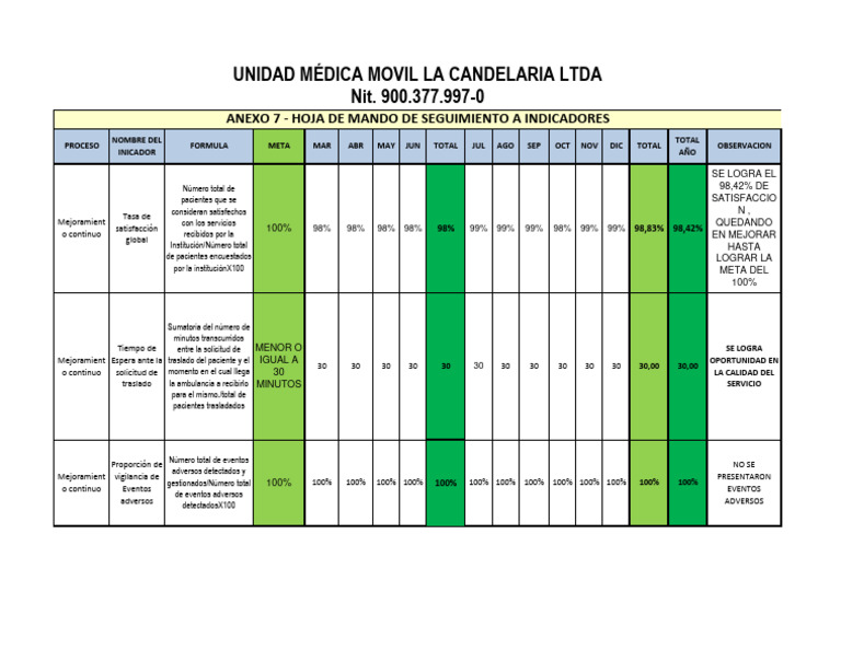 Seguimiento A Indicadores Pamec 2021 | PDF