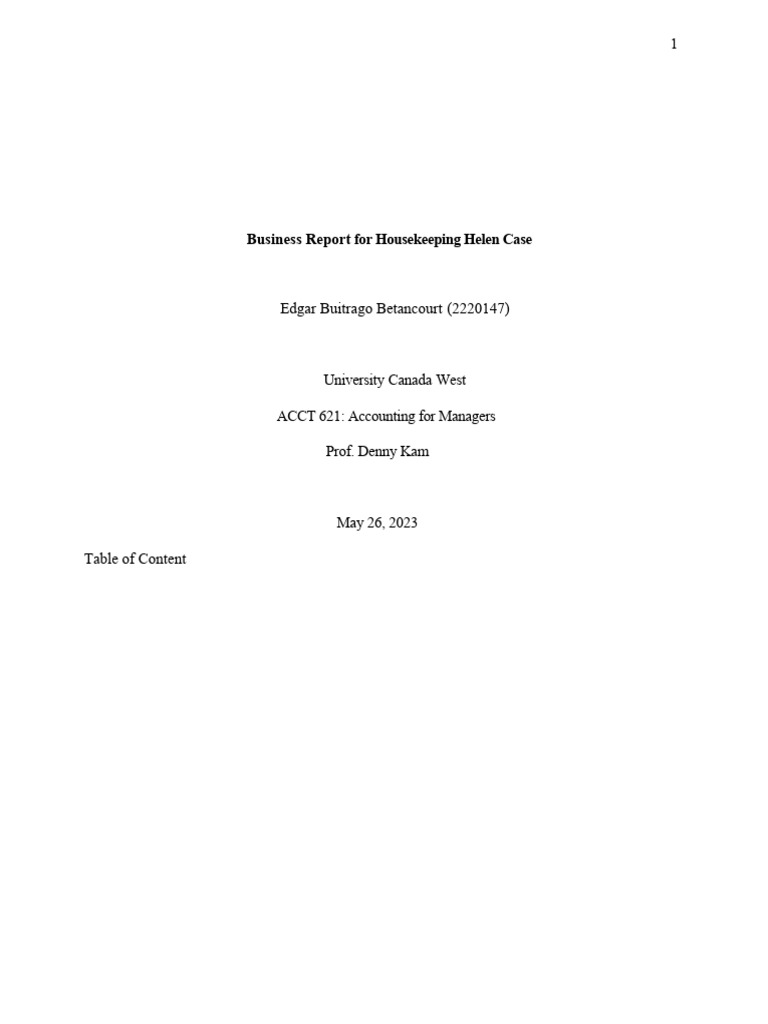 Business Report - Helen Case | PDF