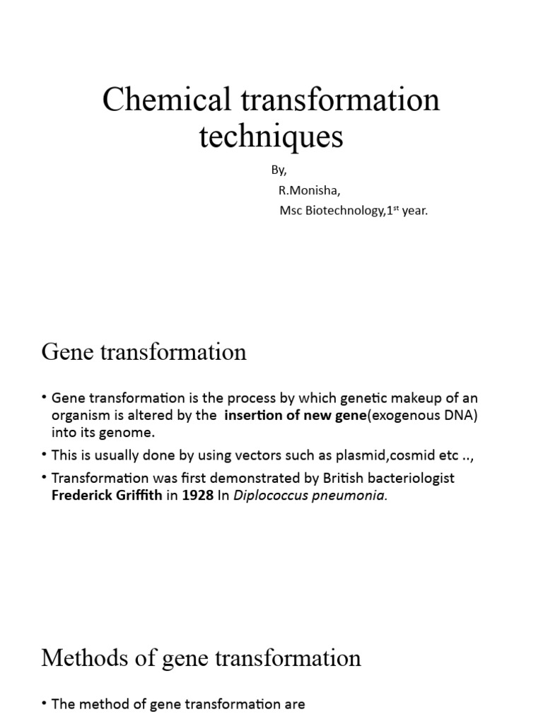 Chemical Transformation | Download Free PDF | Transformation (Genetics ...