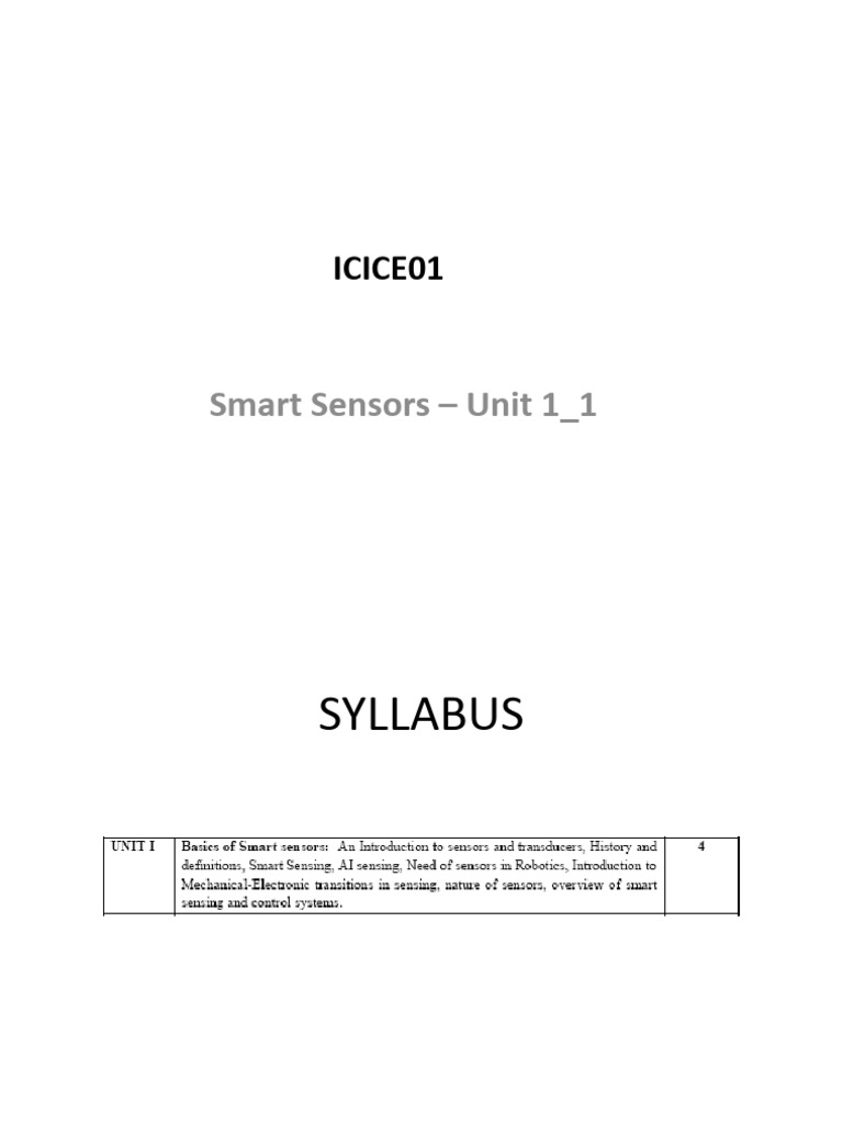 L1 Unit1 Basics of Smart Sensors 3AUG22 | PDF
