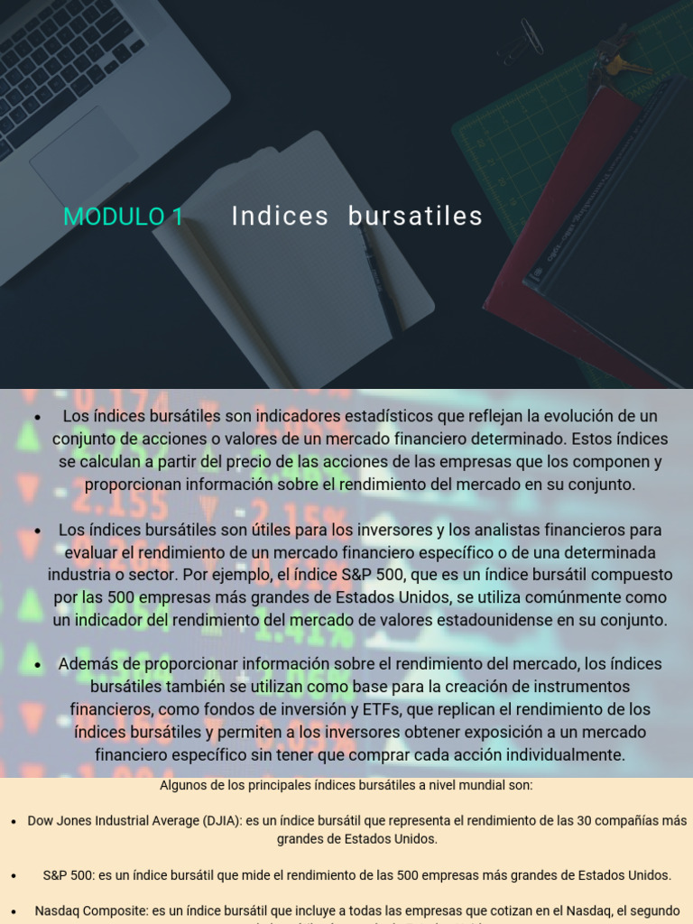 Modulo 1 Clase 4 Indices Bursatiles | PDF | Bolsa | Índice del mercado de valores