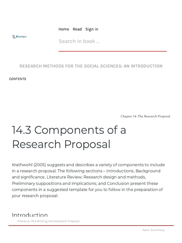 14.3 Components of A Research Proposal - Research Methods For TH | PDF ...