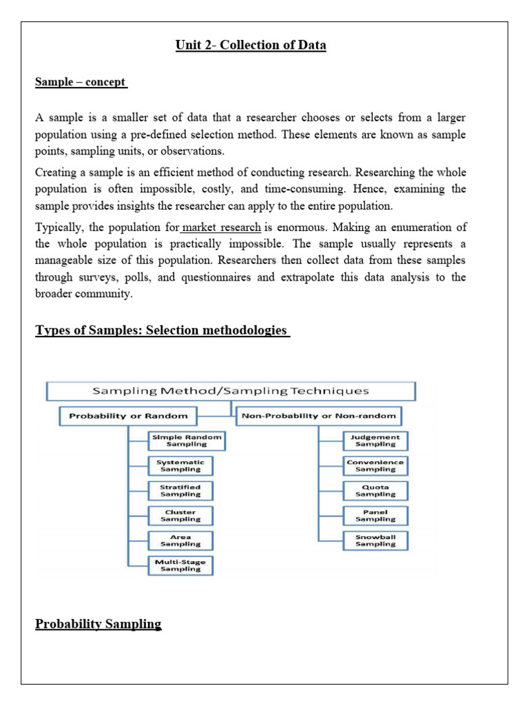 MR Unit 2 | PDF | Sampling (Statistics) | Statistics
