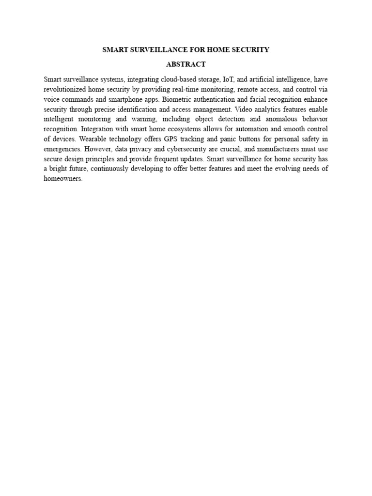Smart Surveillance For Home Security | PDF | Business