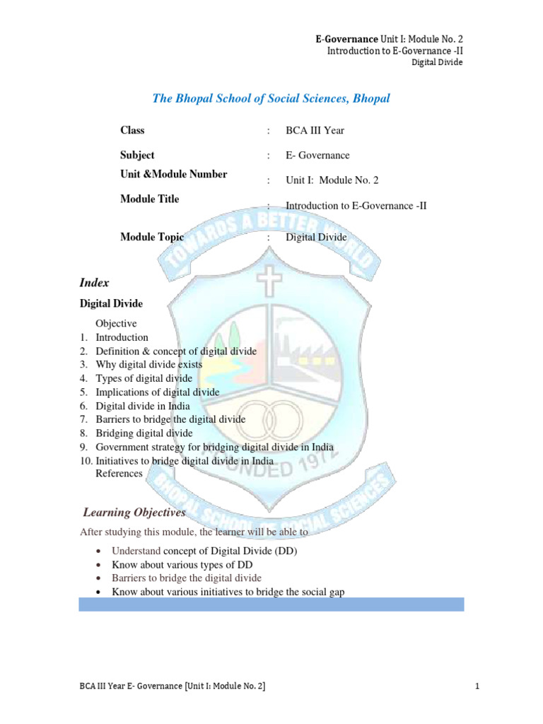 The Bhopal School of Social Sciences, Bhopal: Index | Download Free PDF ...