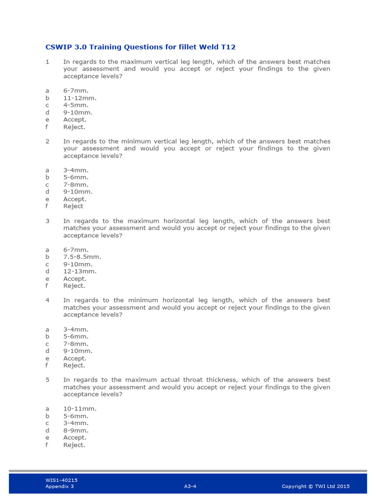 CSWIP 3.0 - Visual Welding Inspector - 181-261 | PDF | Welding ...