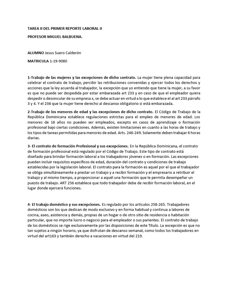 Tarea Ii Del Primer Reporte Laboral Ii | PDF | Derecho laboral ...
