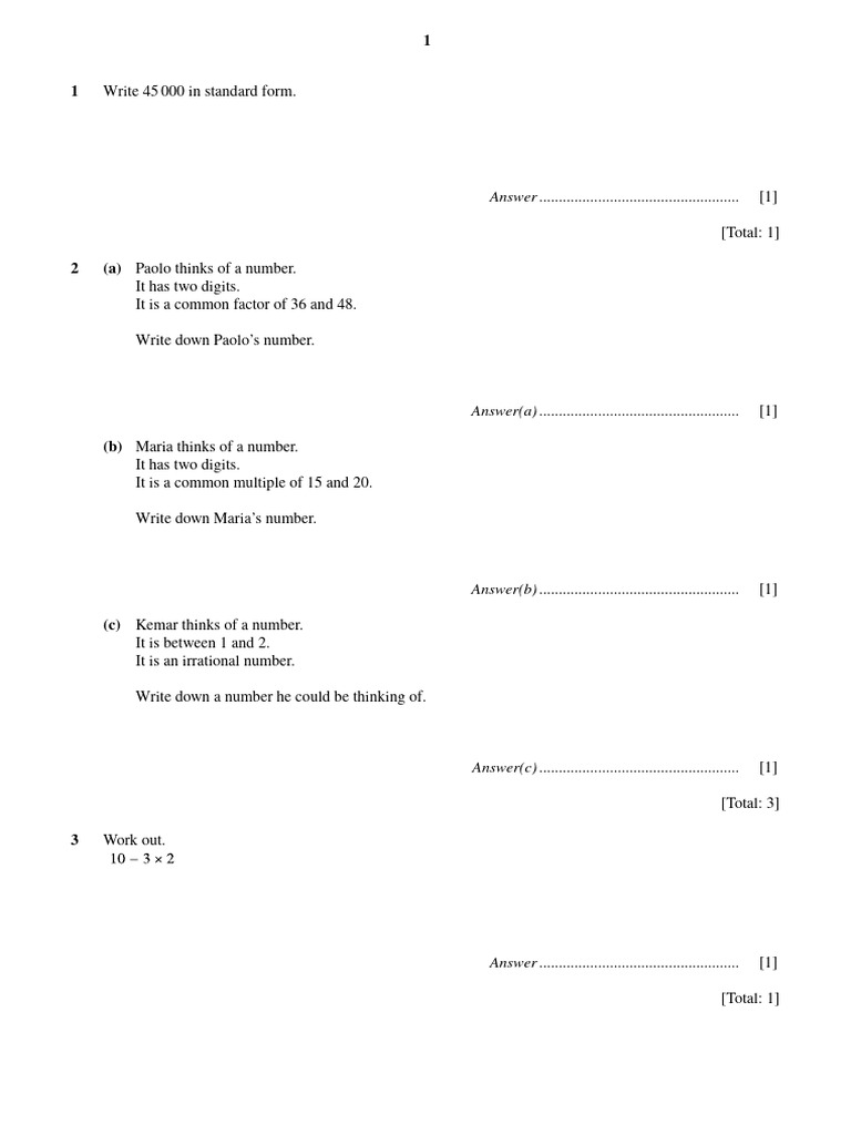 Igcse Mathematics Exam | PDF | Equations | Algebra