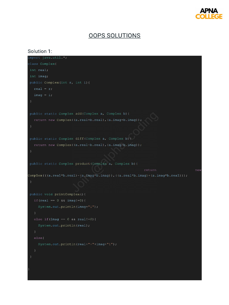 OOPs Solution | PDF OOPs Solution | PDF