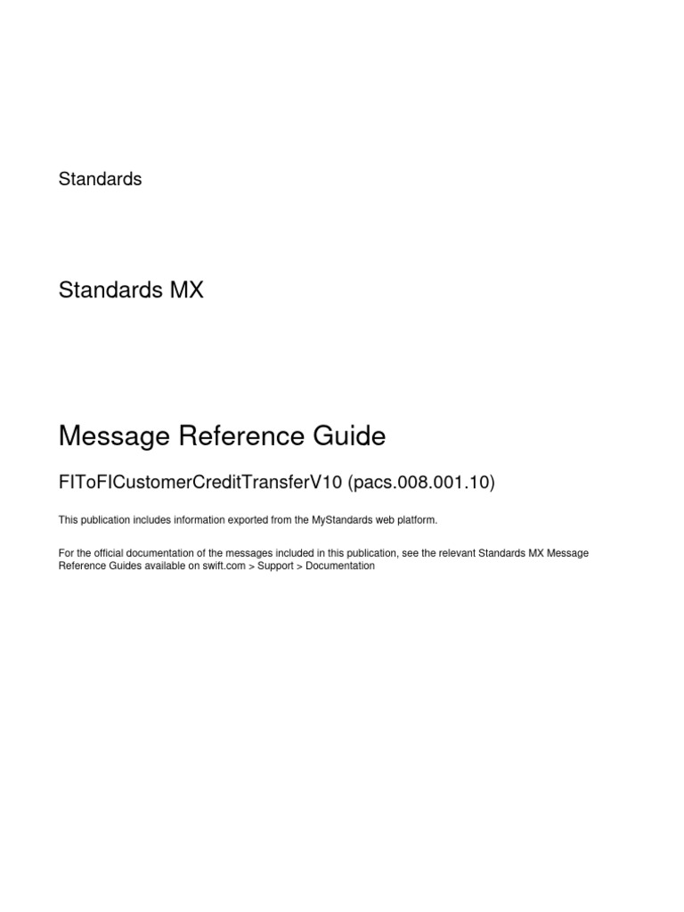 Swift-Mx Pacs 008 | Download Free PDF | Money