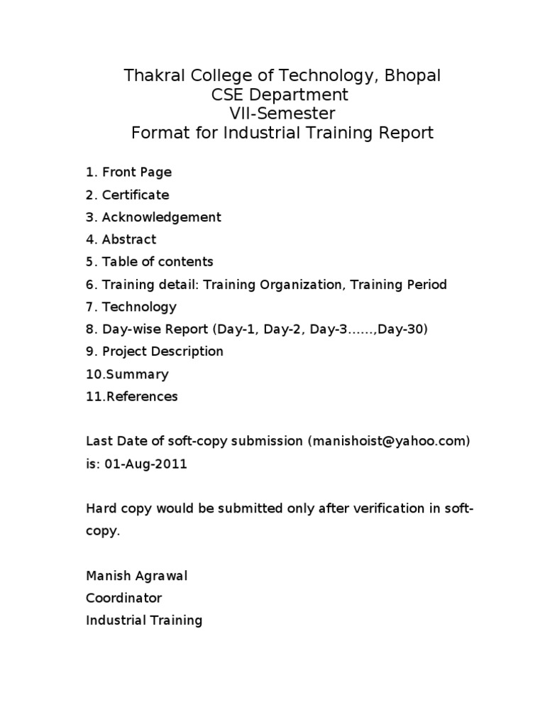 Industrial Training Format | PDF