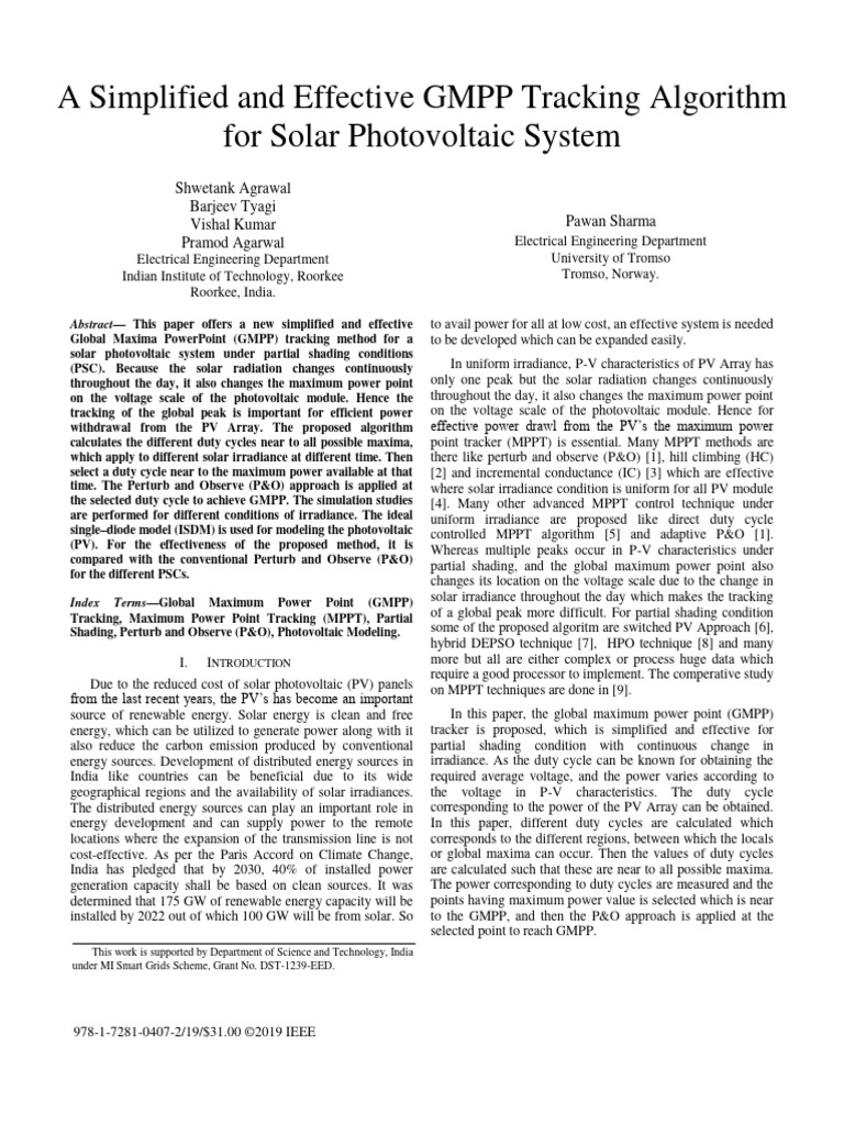 MPPT | PDF | Photovoltaics | Photovoltaic System