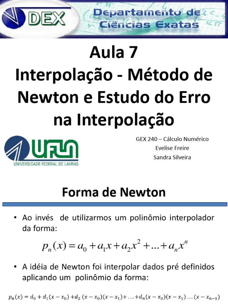 Aula7 - Interpolação e Erro - Interpolação | PDF | Análise numérica ...