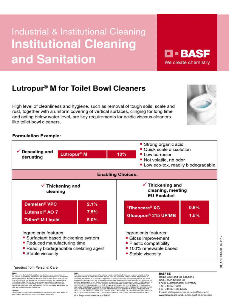 Lutropur M For Toilet Bowl Cleaners | PDF | Chemistry | Physical Sciences