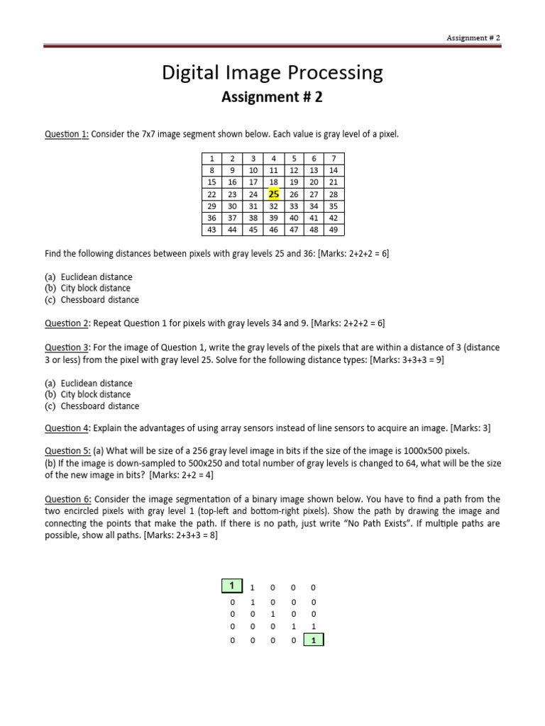 Digital Image Processing Assignment 2 | PDF | Pixel | Computer Vision