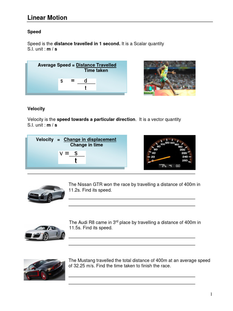 3) Linear Motion | PDF | Acceleration | Velocity