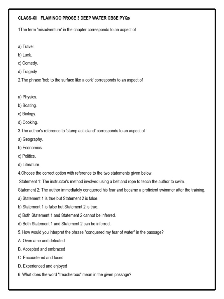 Practice Worksheet Deep Water 3 | PDF | Psychology