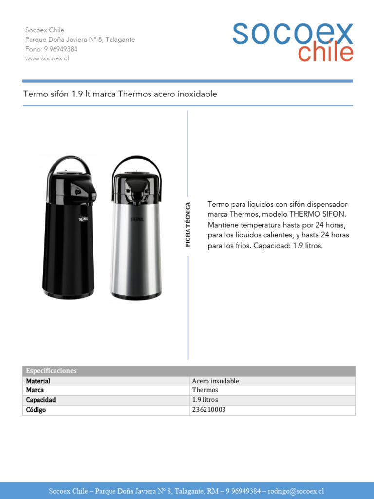 Termo Sifón 1.9L Marca Thermos | PDF