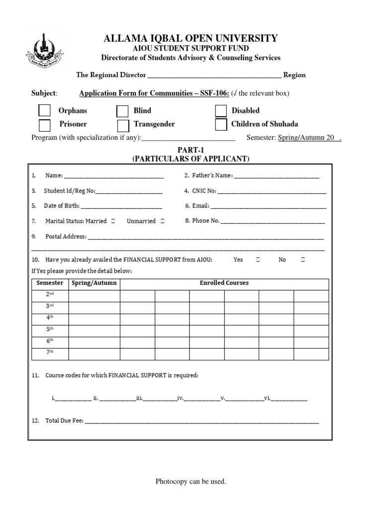 SSF-106 Form | PDF