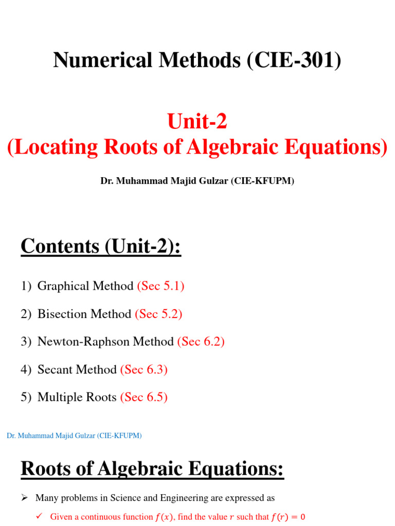 Root-Finding Methods in Numerical Analysis | PDF | Equations | Mathematical Relations