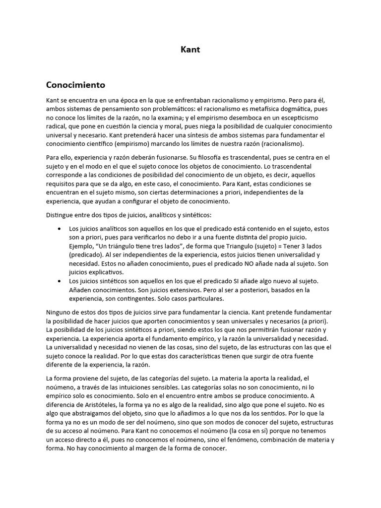Kant | PDF | Immanuel Kant | A priori y a posteriori