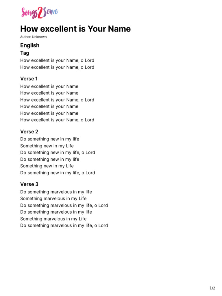 How Excellent is Your Name | PDF