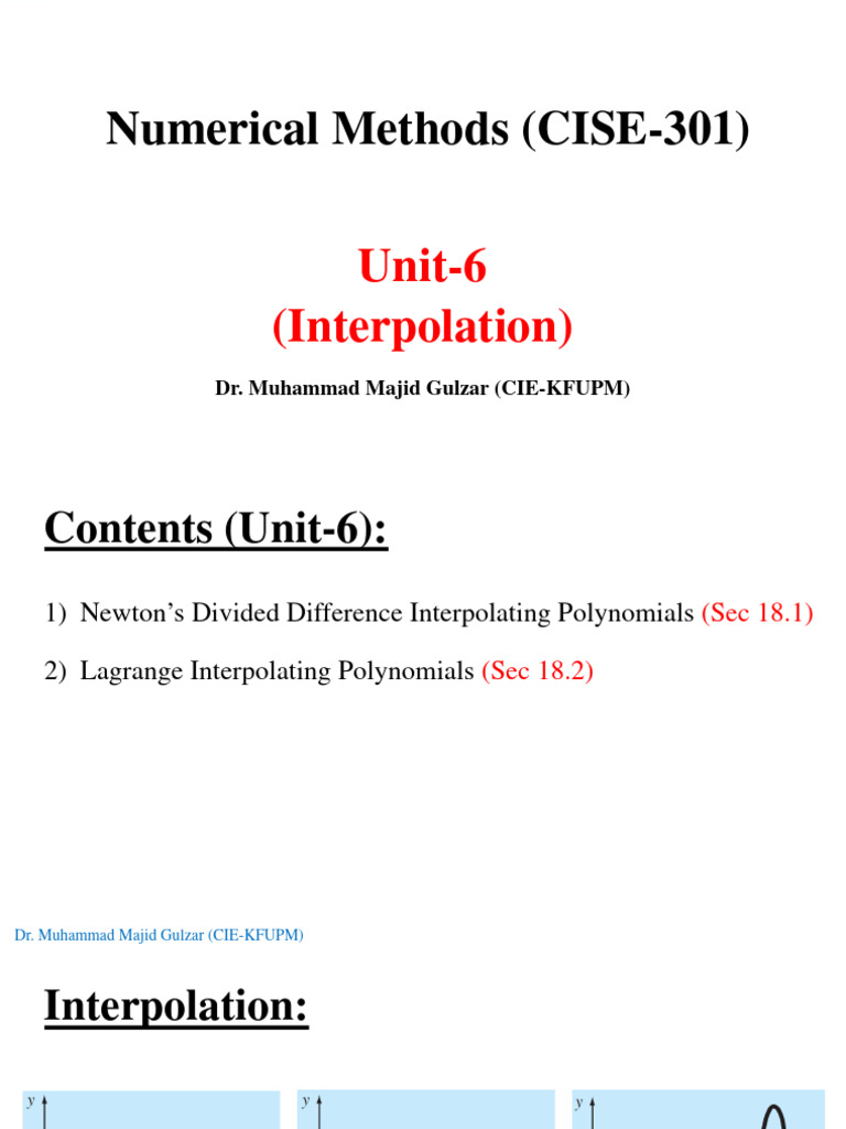 Unit 6 (Interpolation) | PDF | Interpolation | Polynomial