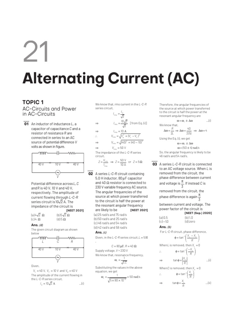 Ac Neet | PDF | Electrical Network | Capacitor