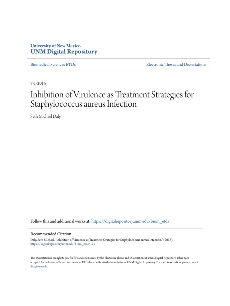 Inhibition of Virulence As Treatment Strategies For Staphylococcu | PDF | Methicillin Resistant ...