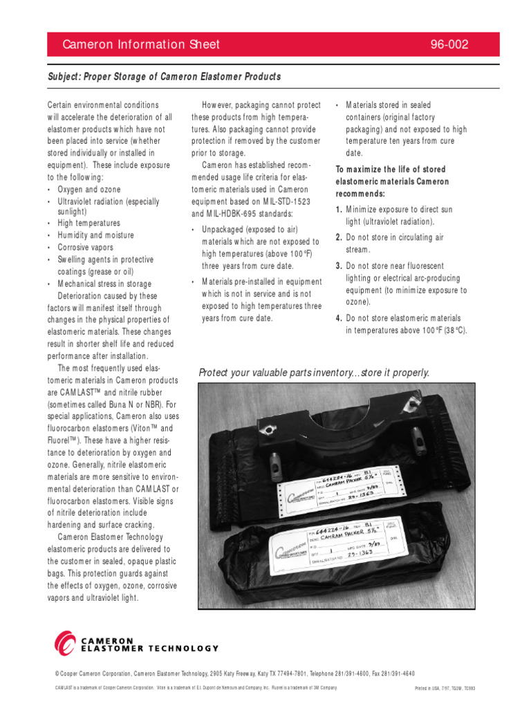 EB 96-002 Storage of Elastomers | PDF | Atmosphere Of Earth | Ozone