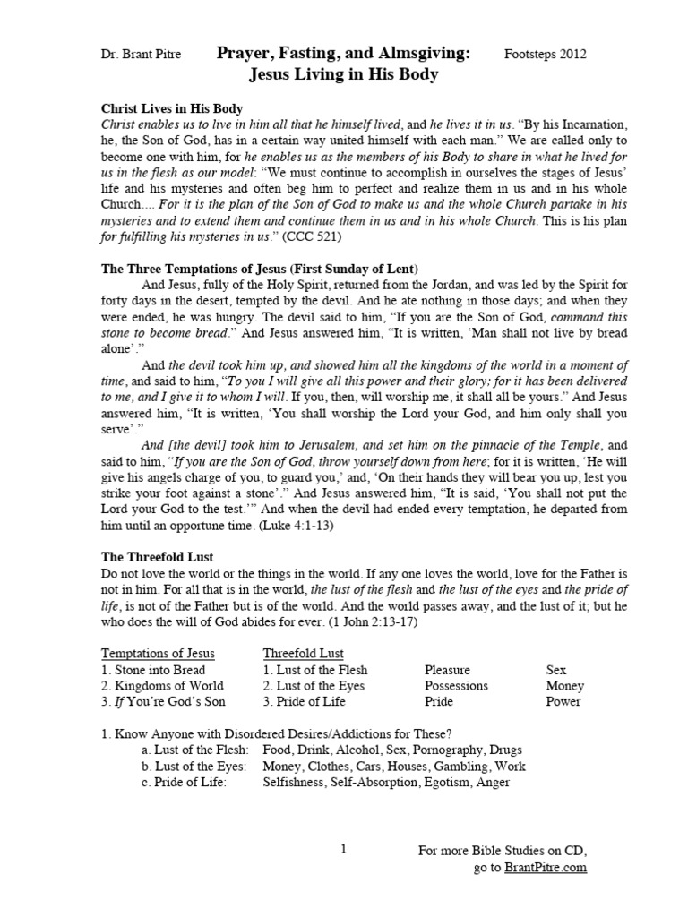 Dr Brant Pitre Prayer Fasting And Almsgiving Jesus Pdfdrive