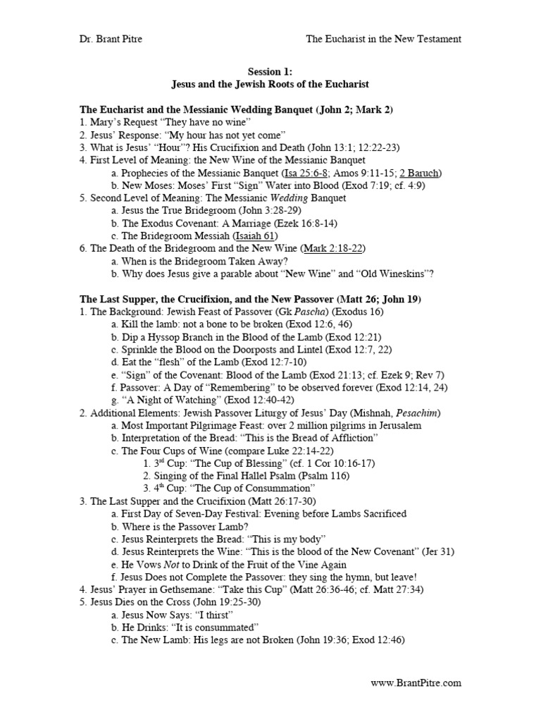 Dr. Brant Pitre The Eucharist in The New Testament | PDF | Resurrection ...