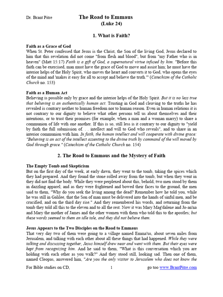 Dr. Brant Pitre The Road To Emmaus (Luke 24) | Download Free PDF ...