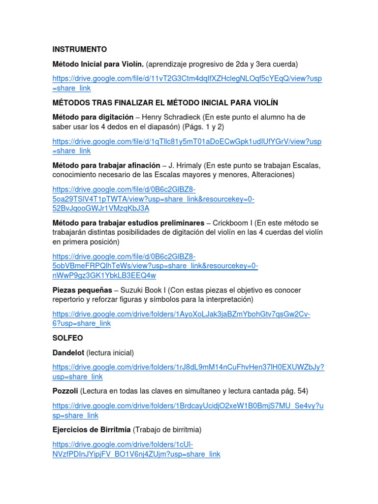 Guía Completa de Métodos para Violín | PDF | Estudios de idiomas extranjeros