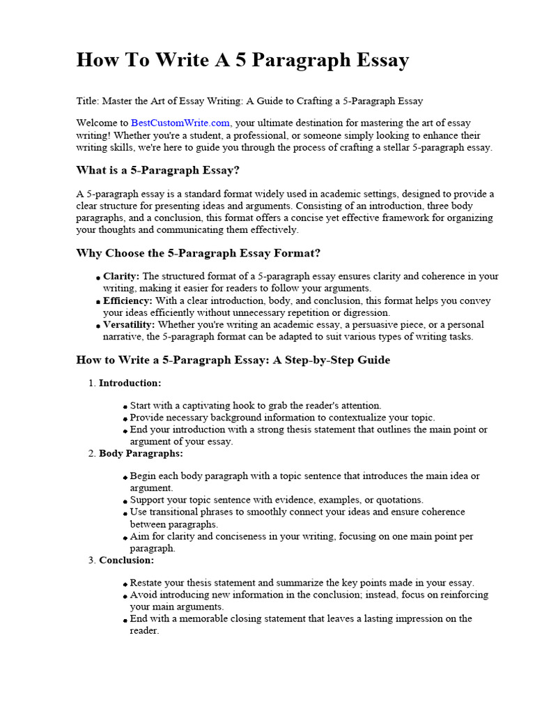 How To Write A 5 Paragraph Essay | PDF