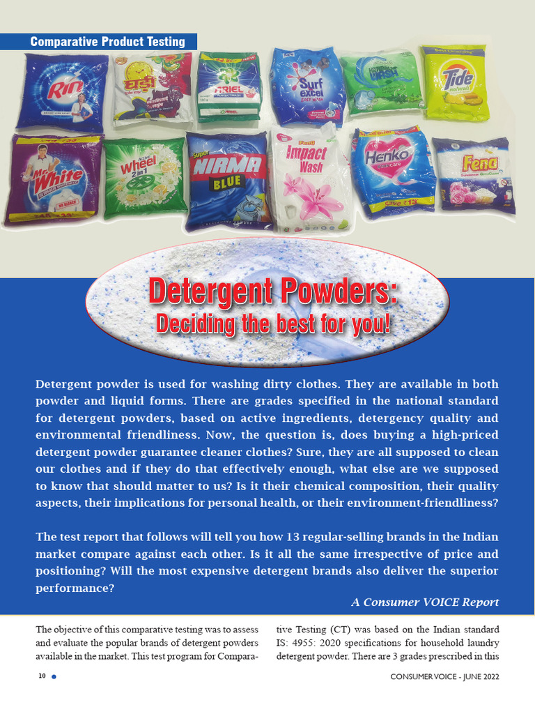 Top Detergent Powders in India 2022 | PDF | Detergent | Brand