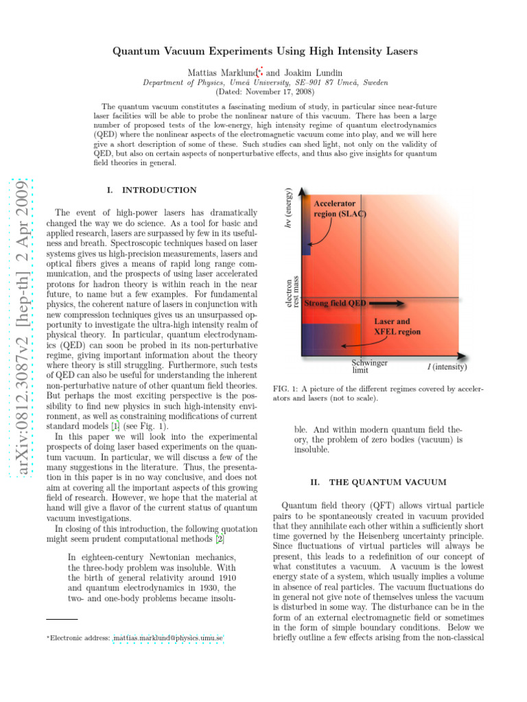 Quantum Vacuum Experiments Using High Intensity Lasers | PDF | Photon ...