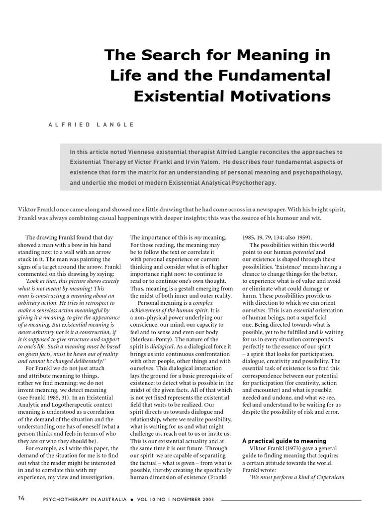 Existential Therapy and Meaning | PDF | Applied Philosophy | Clinical ...