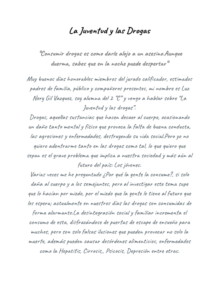La Juventud y Las Drogas | PDF | La dependencia de sustancias | Drogas