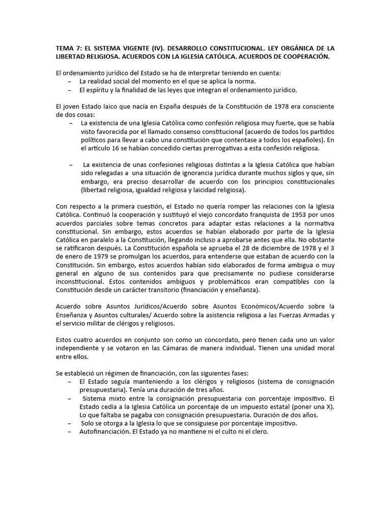Tema 7 El Sistema Vigente (Iv) - Desarrollo Constitucional. Ley Orgánica de La Libertad ...