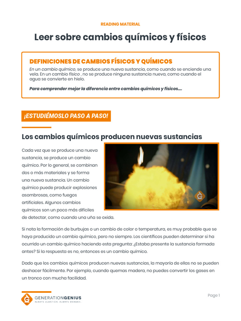 Ejemplos de Cambios Químicos y Físicos | PDF | Sustancias químicas ...