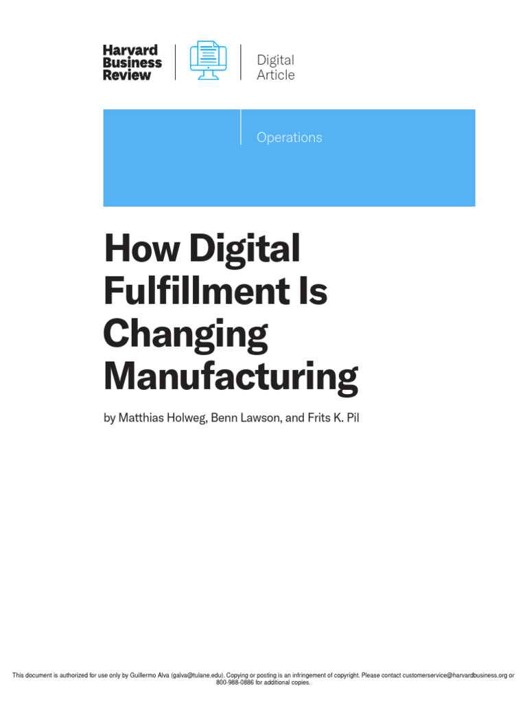 How Digital Fulfillment Is Changing Manufacturing | PDF | Retail ...