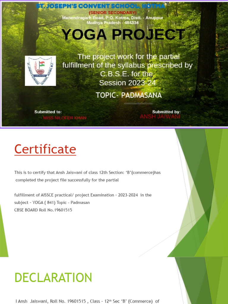 Yoga Project On Padmasana | PDF | Meditation | Yoga