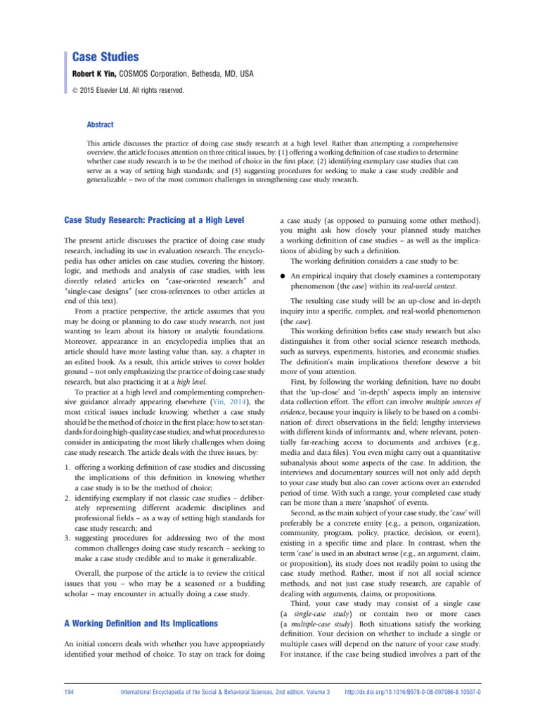 Case Studies Yin | PDF | Validity (Statistics) | Experiment