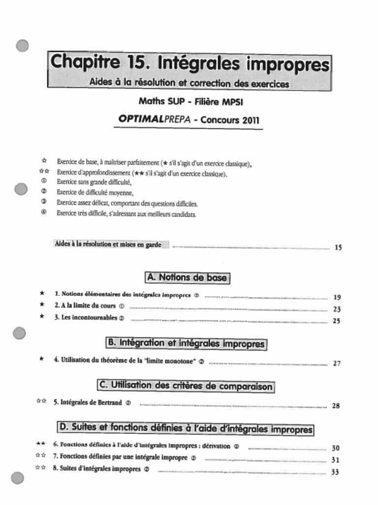 15.intégrales Impropres - Corrigés | PDF